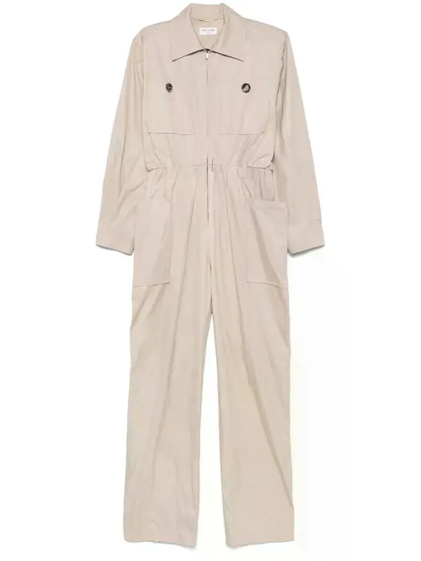 Saint Laurent Cotton Twill Jumpsuit - Neutrals