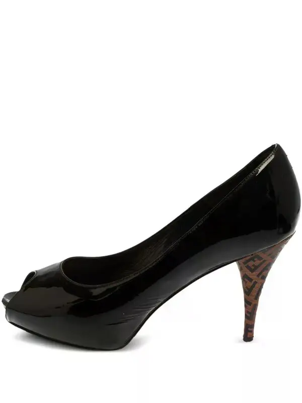 Fendi 100mm Zucca-print Patent Leather Pumps