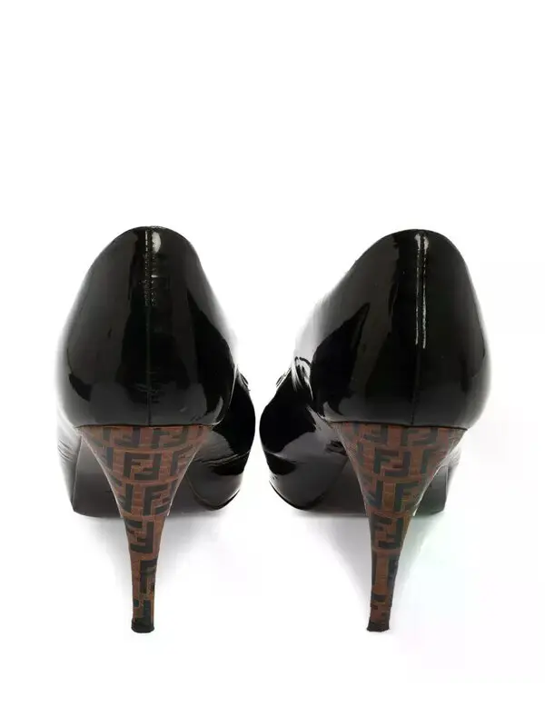 Fendi 100mm Zucca-print Patent Leather Pumps