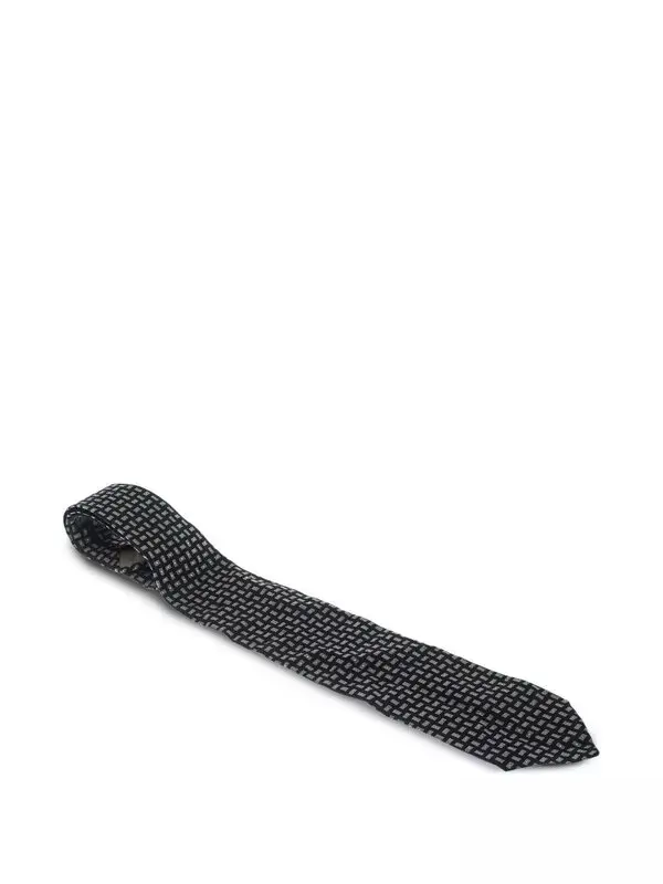 Giorgio Armani Geometric Patterned Neck Tie - Black