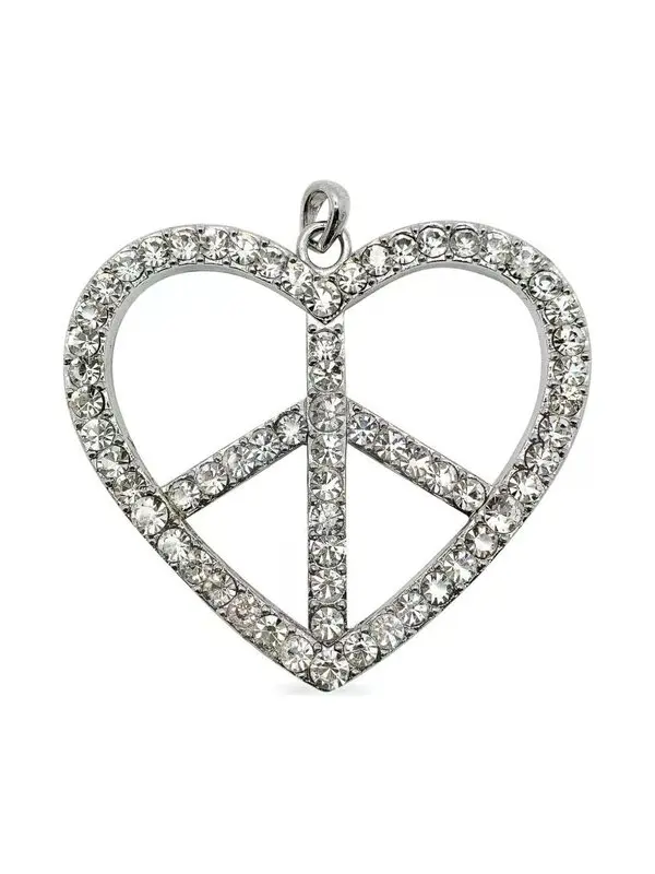 JENNIFER GIBSON JEWELLERY 1980s Rhinestone-embellished Peace Pendant - Grey