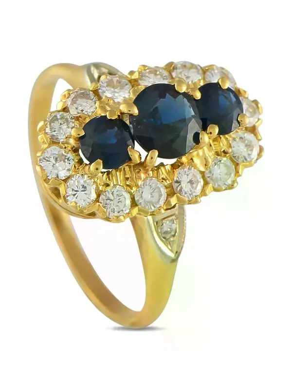 Mikimoto 18k Gold Sapphire And Diamond Ring
