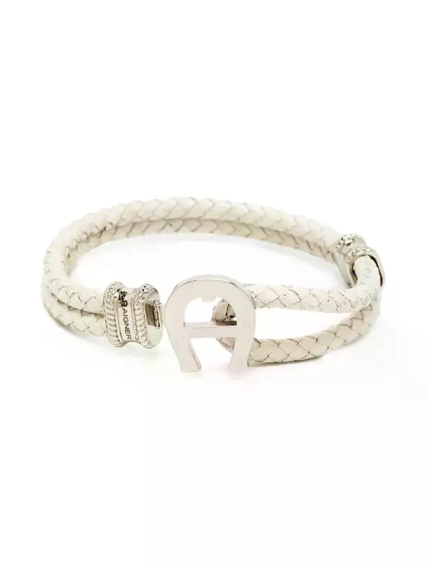 AIGNER Braided Leather Bracelet - White