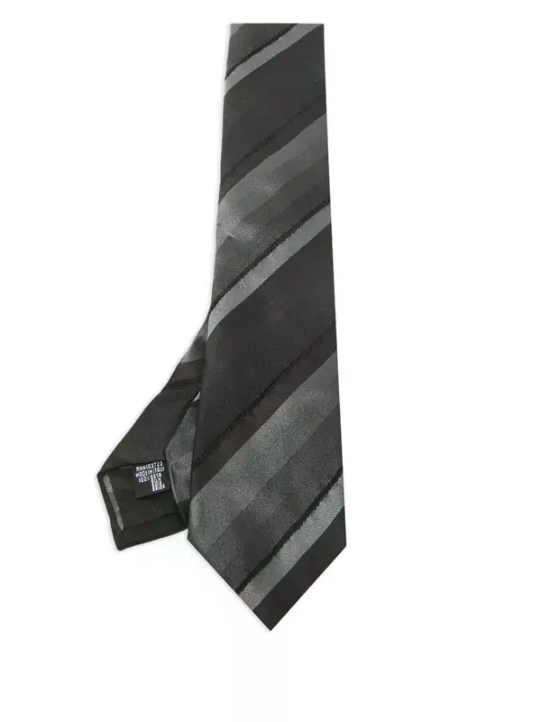 Emporio Armani Striped Silk Tie - Black
