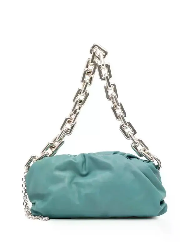 Bottega Veneta Lambskin Chain Pouch Shoulder Bag - Blue
