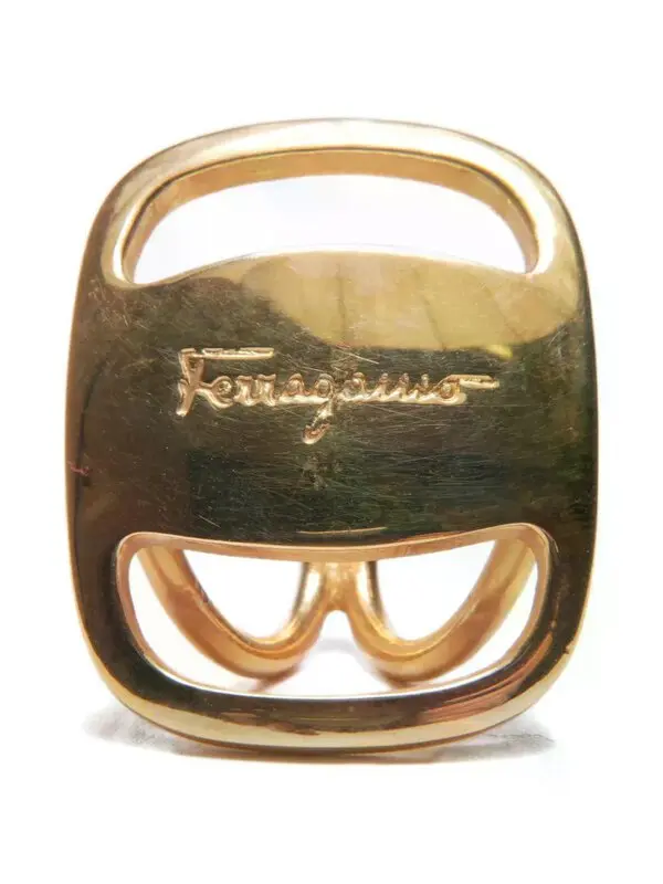 FERRAGAMO 2000s Logo Scarf Ring - Gold