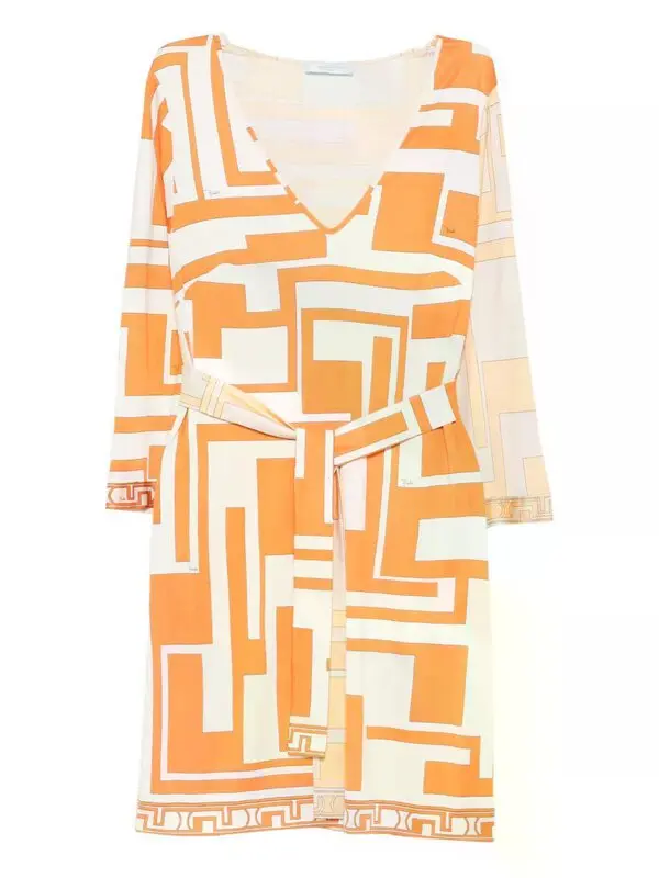 Emilio Pucci 2000s Geometric Print Silk Dress - White