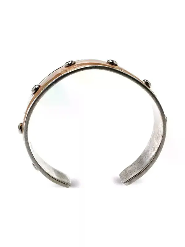 TOD'S Leather Studded Cuff Bracelet - Silver