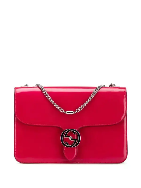 Gucci 2000-2015 Medium Patent Dollar Interlocking G Crossbody Bag