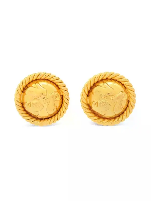FERRAGAMO 1980-1990s Round Clip-on Earrings - Gold