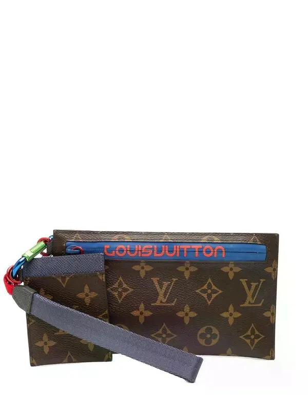 LOUIS VUITTON 2017 Monogram Outdoor Ribbon Pochette Clutch - Brown