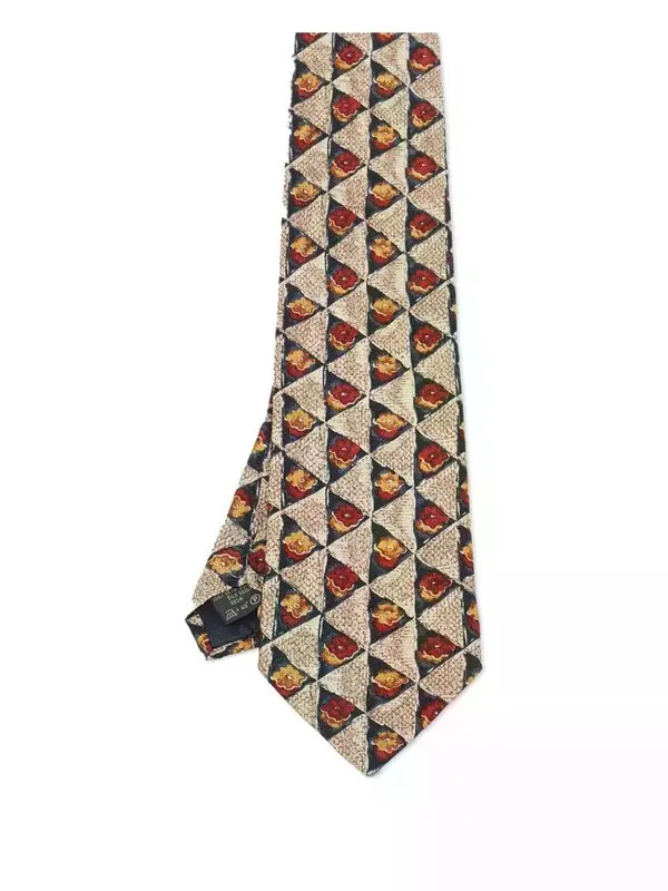 Ermenegildo Zegna Floral Geometric-pattern Tie - Neutrals