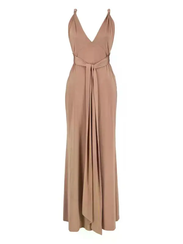 Vintage Cross-back V-neck Maxi Dress