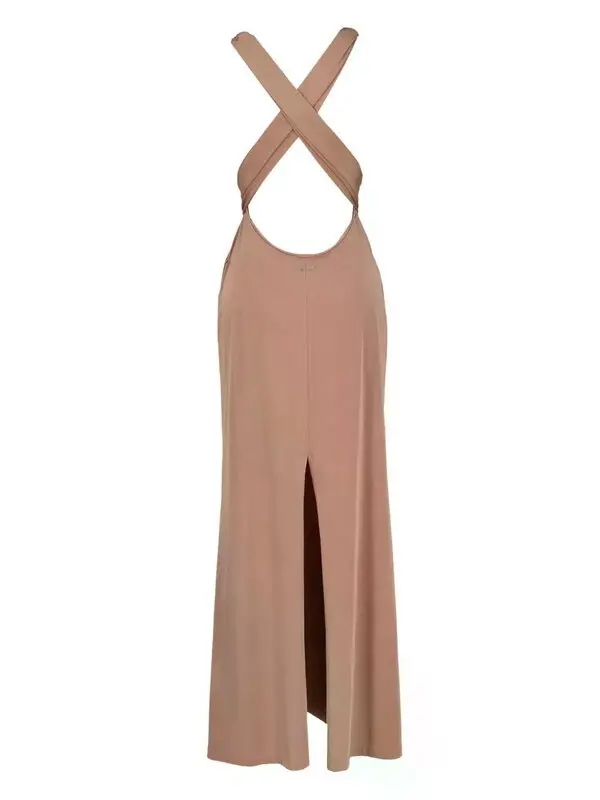 Vintage Cross-back V-neck Maxi Dress