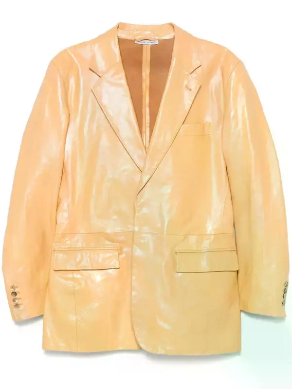 Saint Laurent 2000s Leather Blazer - Yellow