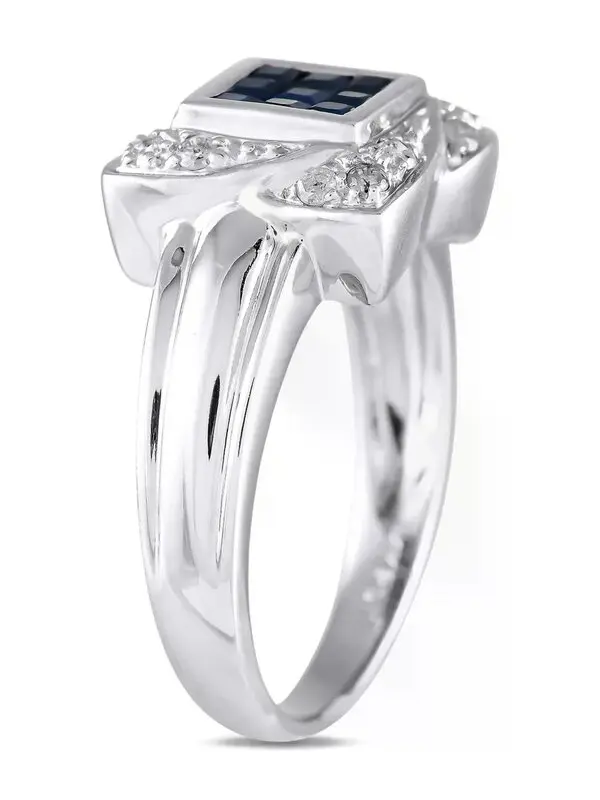 LB EXCLUSIVE 14k White Gold Diamond And Sapphire Ring
