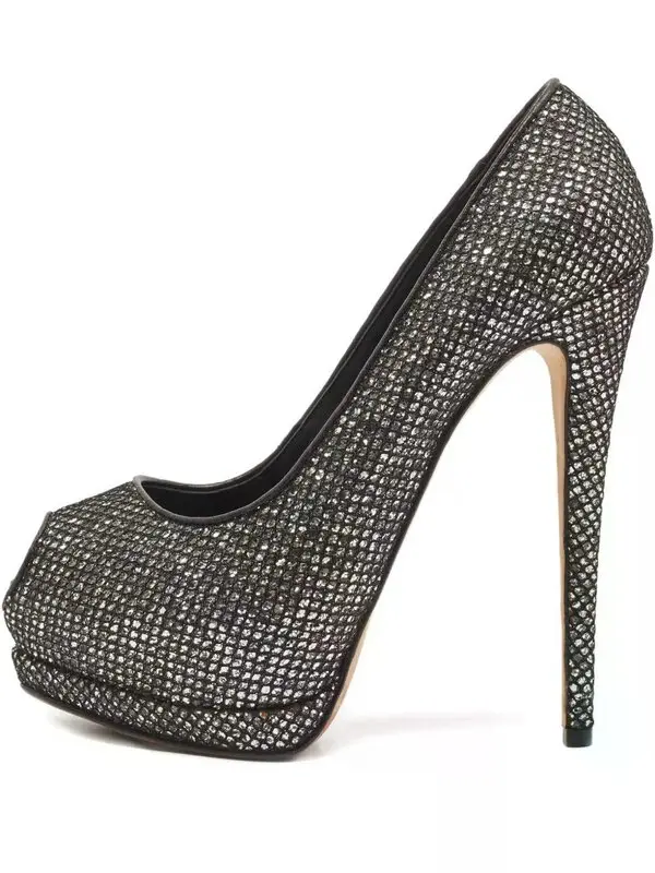 GIUSEPPE ZANOTTI 150mm Glitter Peeptoe Pumps