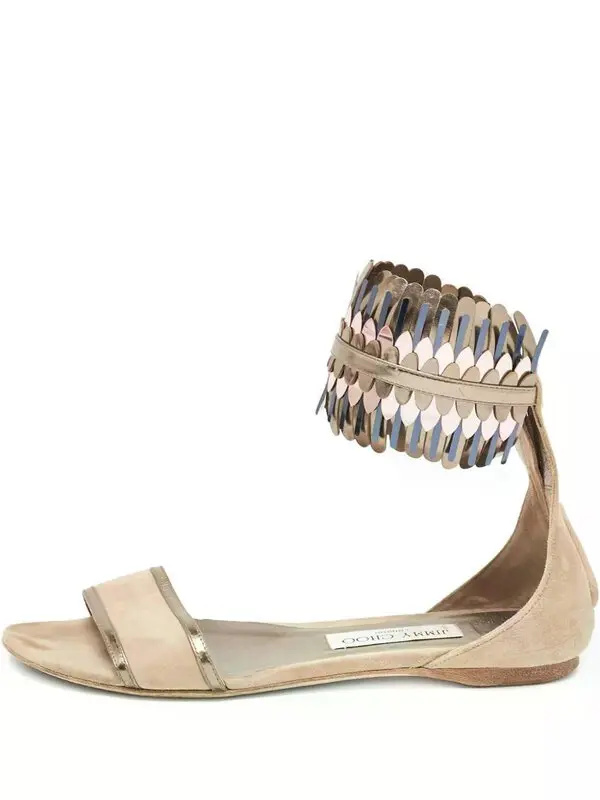 JIMMY CHOO Kimro Fringed Flat Sandals - Neutrals