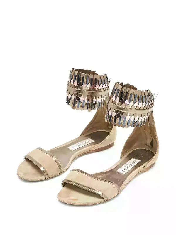 JIMMY CHOO Kimro Fringed Flat Sandals - Neutrals