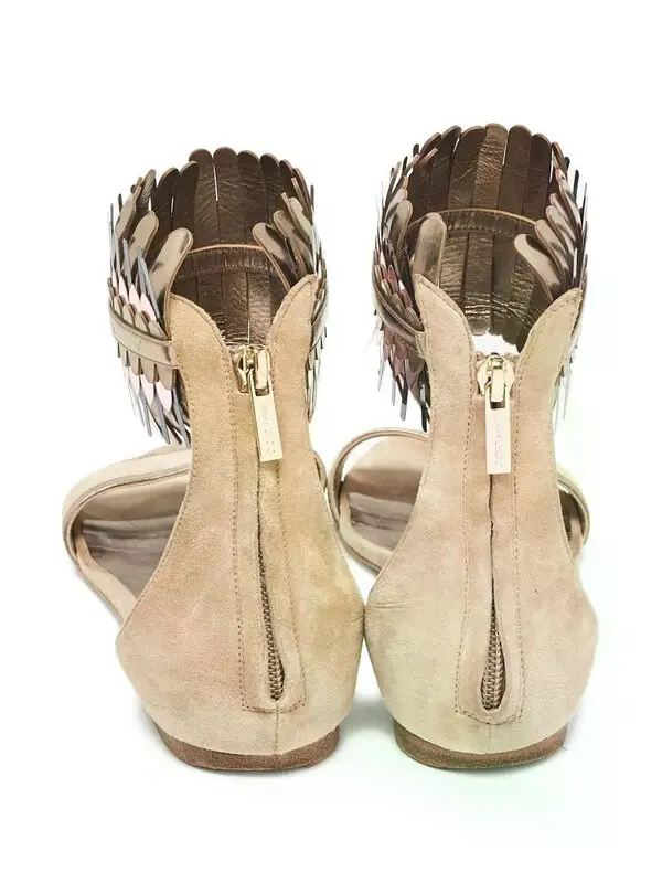 JIMMY CHOO Kimro Fringed Flat Sandals - Neutrals