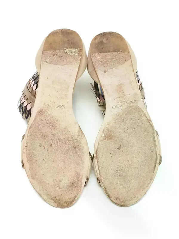 JIMMY CHOO Kimro Fringed Flat Sandals - Neutrals