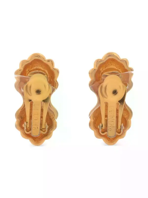 Fendi Ff-logo Embossed Clip-on Earrings