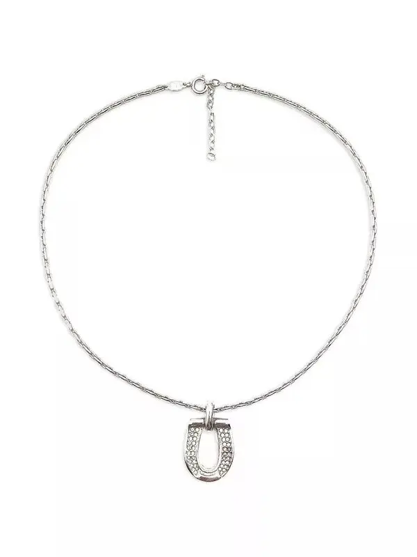 Dior 1980s Horseshoe Pendant Necklace - Silver