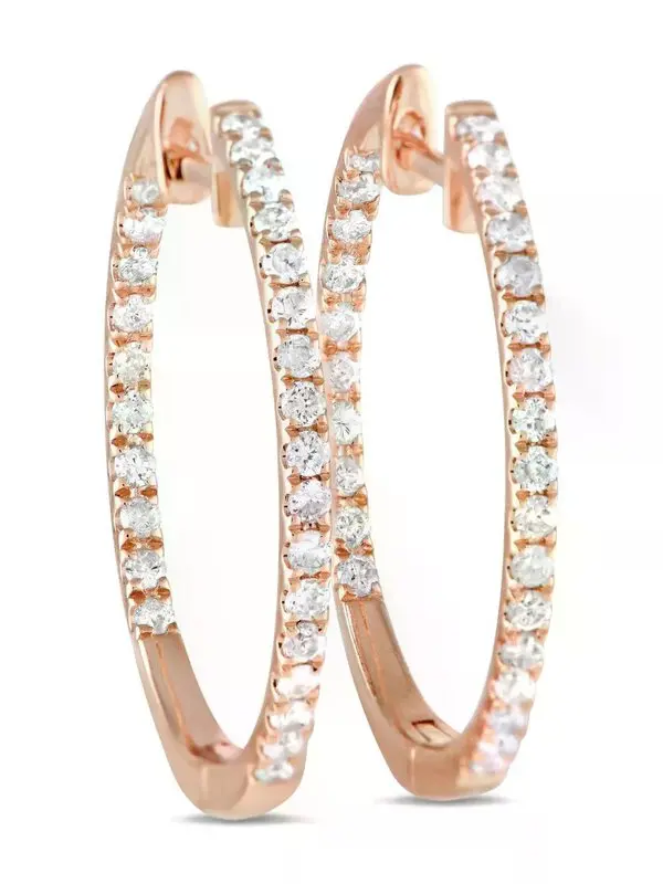 LB EXCLUSIVE 14k Rose Gold Inside-out Diamond Earrings - Pink