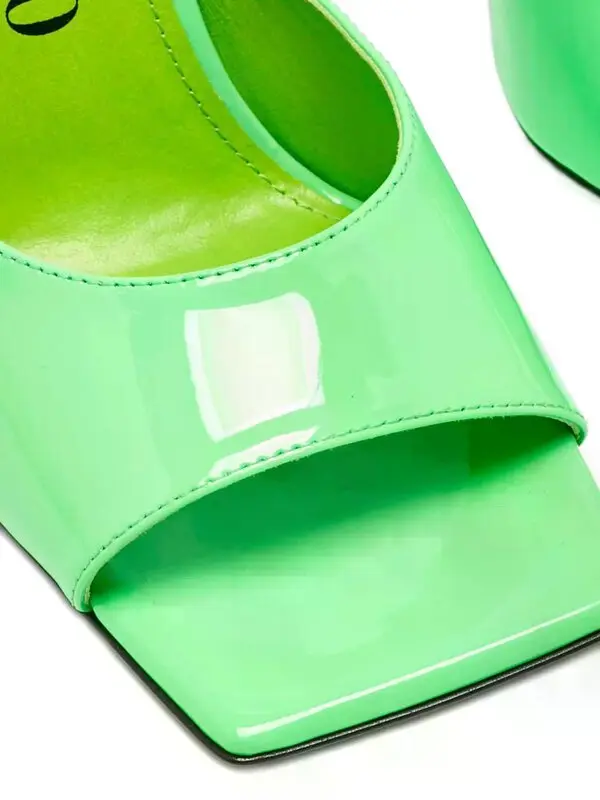 Attico 115mm Devon Patent Leather Square-toe Sandals - Green