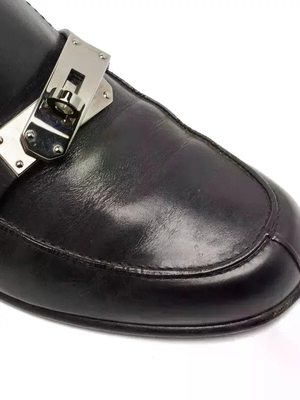 Hermès Lock-detail Leather Loafers