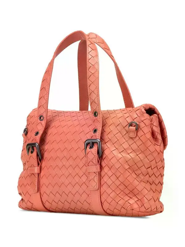 Bottega Veneta Leather Intrecciato Flap Satchel