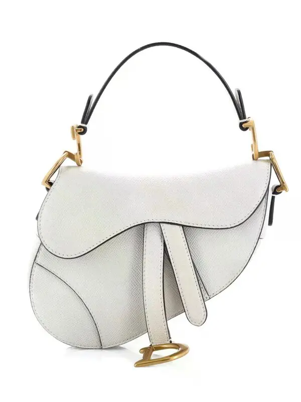 Dior Saddle Handbag Leather Mini Shoulder Bag - White