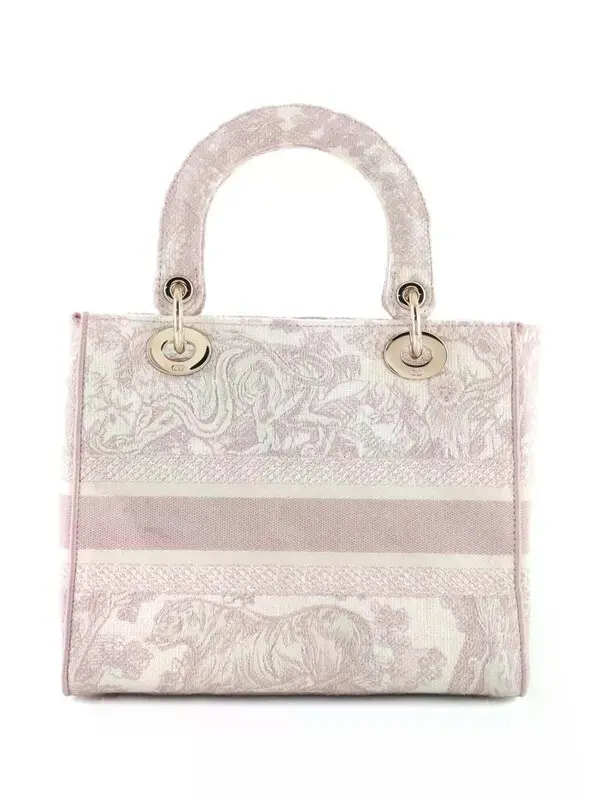 Dior Toile De Jouy Lady D-lite Embroidered Canvas Tote Bag - Neutrals