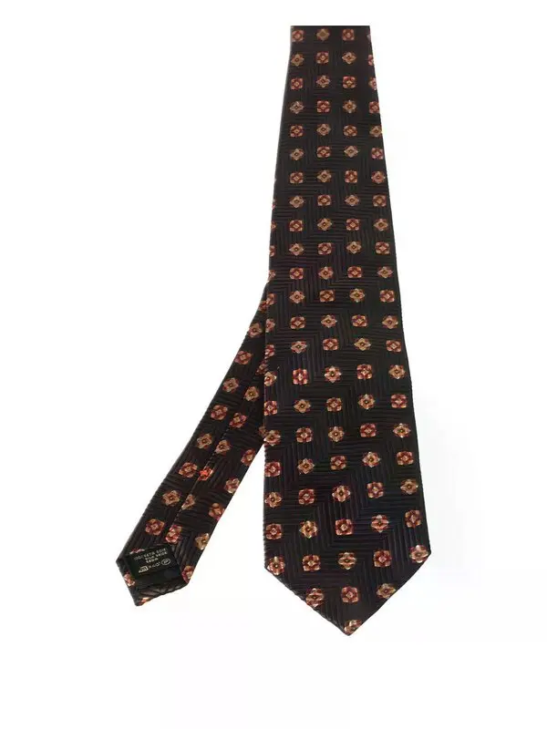 Ermenegildo Zegna Herringbone Floral Tie - Brown