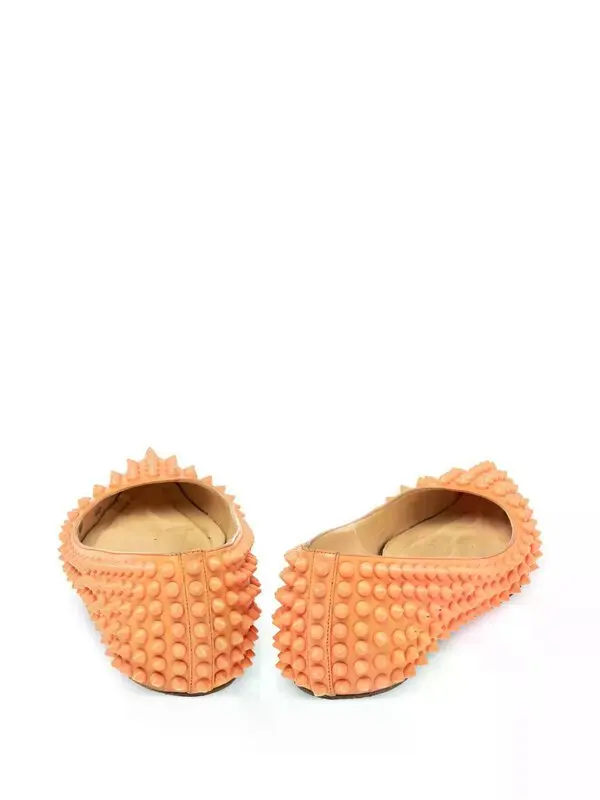 CHRISTIAN LOUBOUTIN Pigalle Leather Spiked Ballet Flats - Orange