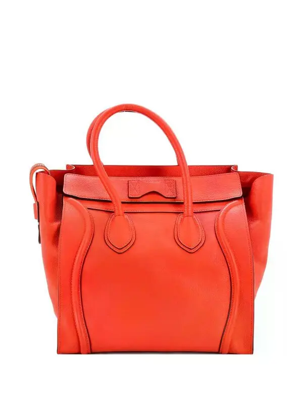 Celine Luggage Bag Grainy Leather Mini Tote Bag - Orange
