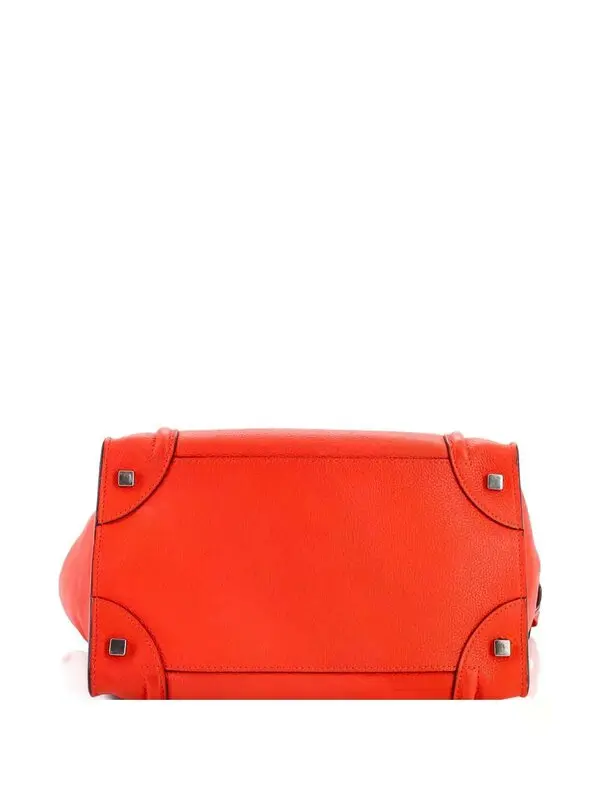 Celine Luggage Bag Grainy Leather Mini Tote Bag - Orange