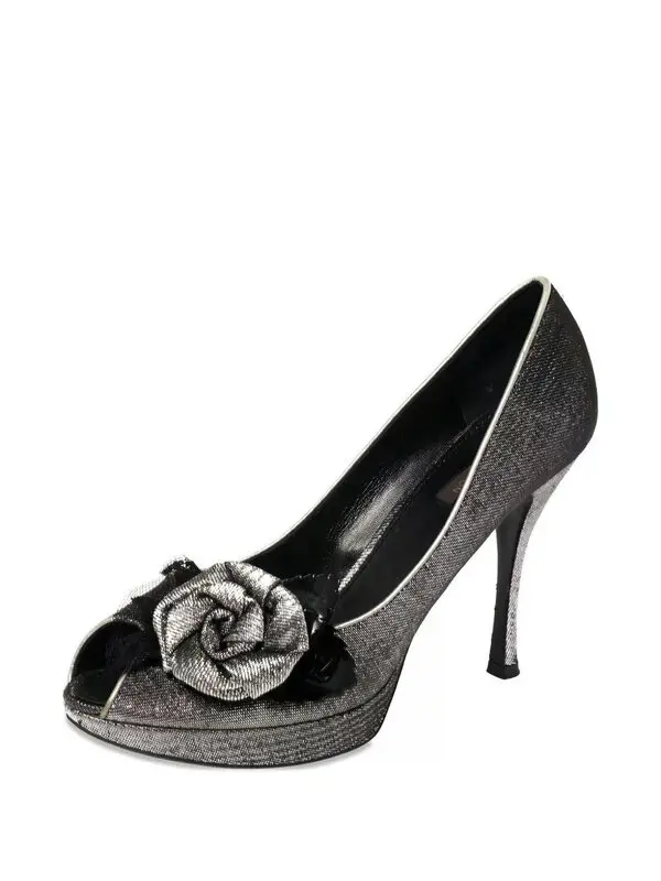 LOUIS VUITTON 115mm Floral-appliqué Pumps - Grey