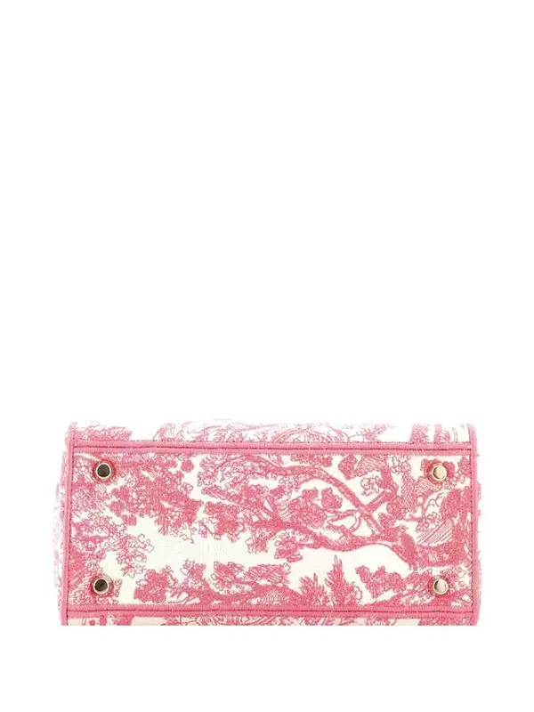 Dior Toile De Jouy Lady D-lite Embroidered Canvas Tote Bag - Pink