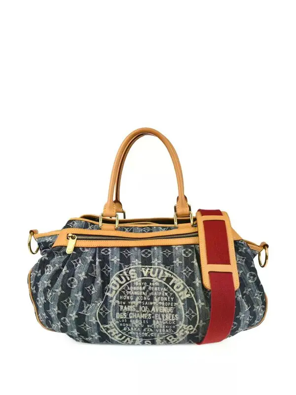 LOUIS VUITTON 2006 Monogram Denim Cabas Raye Tote Bag - Blue