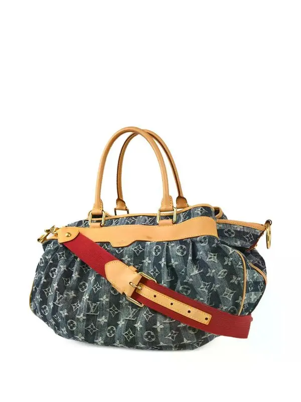 LOUIS VUITTON 2006 Monogram Denim Cabas Raye Tote Bag - Blue
