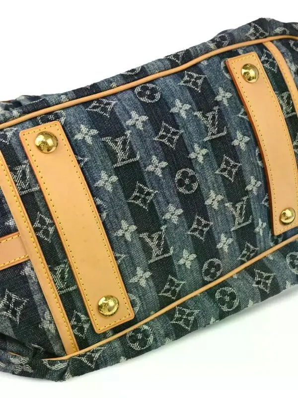 LOUIS VUITTON 2006 Monogram Denim Cabas Raye Tote Bag - Blue