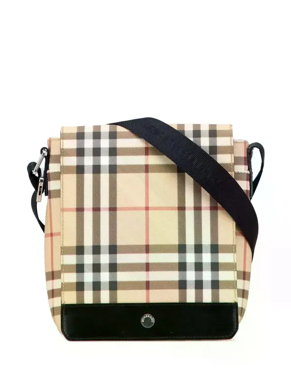 Burberry 2003 House Check Canvas Flap Crossbody Bag - Brown