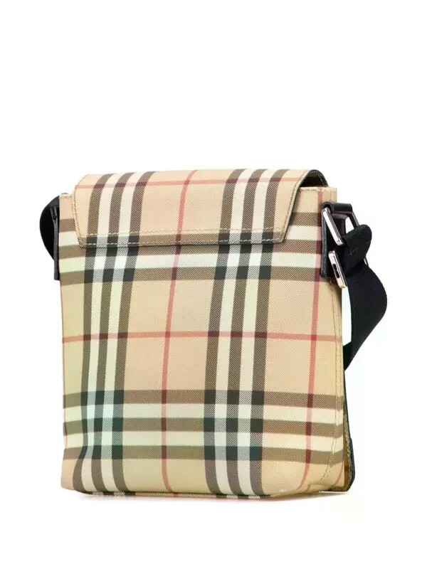 Burberry 2003 House Check Canvas Flap Crossbody Bag - Brown