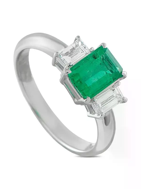 LB EXCLUSIVE Platinum, Diamond, And Emerald Ring - Silver