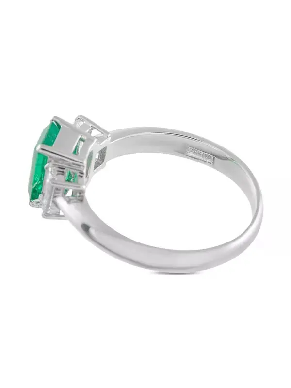 LB EXCLUSIVE Platinum, Diamond, And Emerald Ring