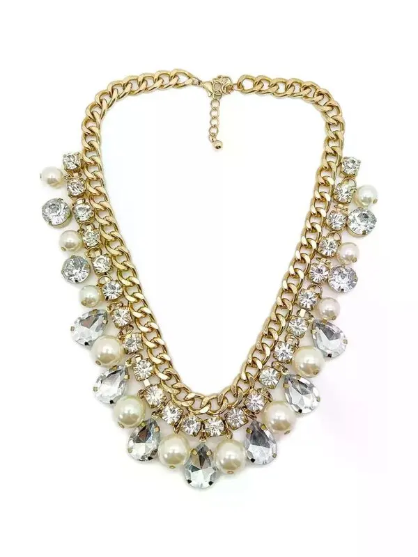 JENNIFER GIBSON JEWELLERY 2000s Crystal-embellished Necklace - Gold