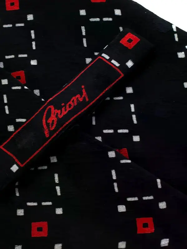 Brioni Geometric-print Silk Tie - Black