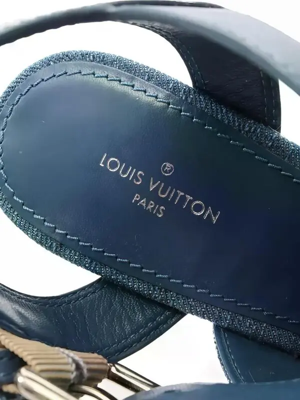 LOUIS VUITTON Starboard Line Denim Wedge Sandals