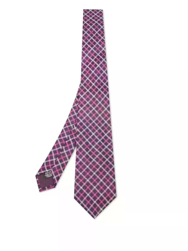 BOSS Checked Silk Tie - Purple